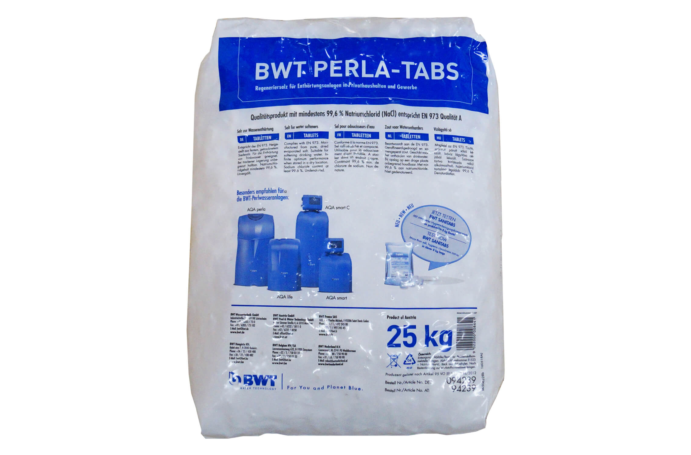 BWT Perla Tabs (Clarosal) - Tablettázott regeneráló só 25 kg - Water ...
