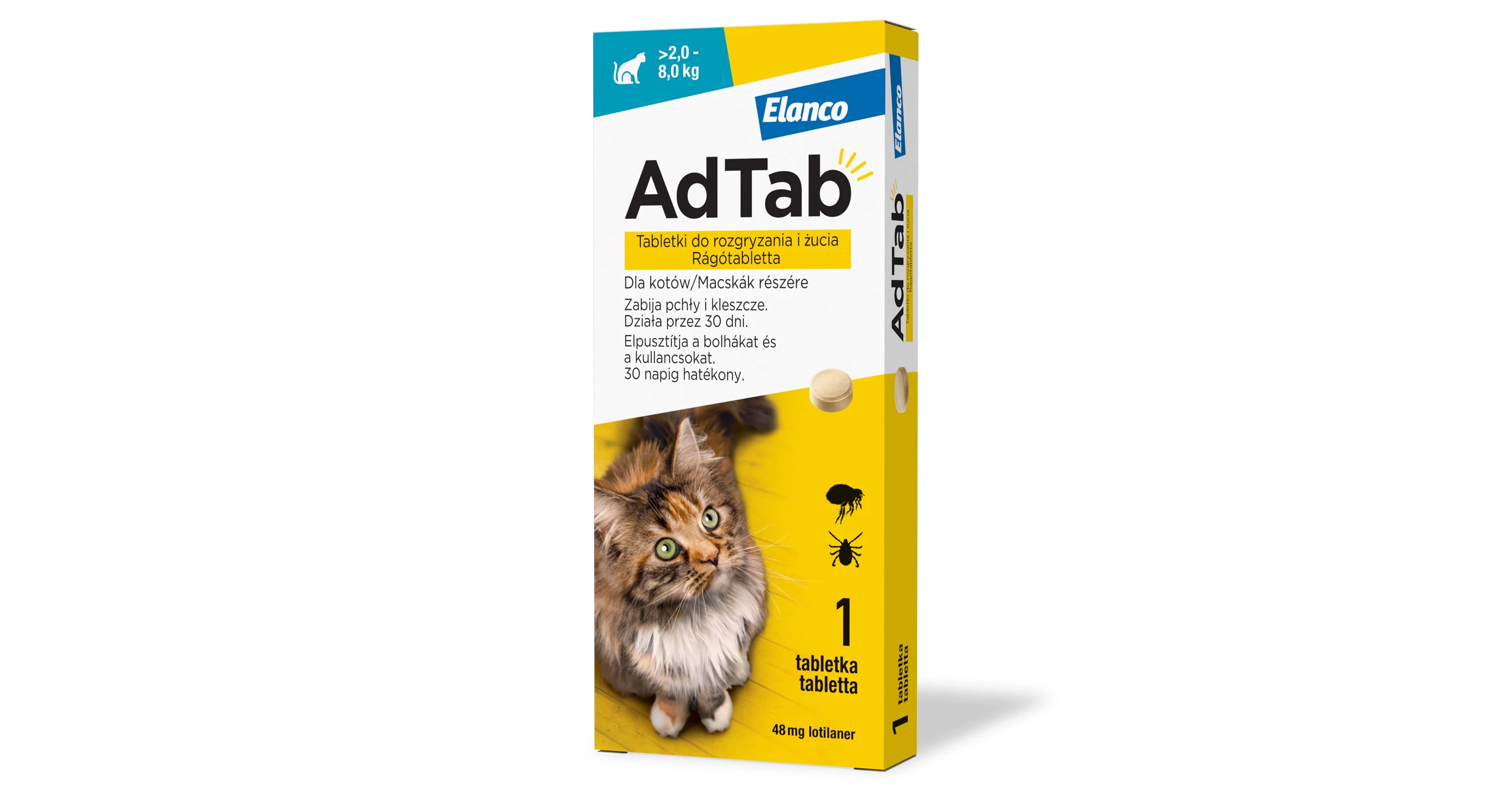 AdTab 48 mg rágótabletta macskák részére (> 2,0–8,0 kg ...
