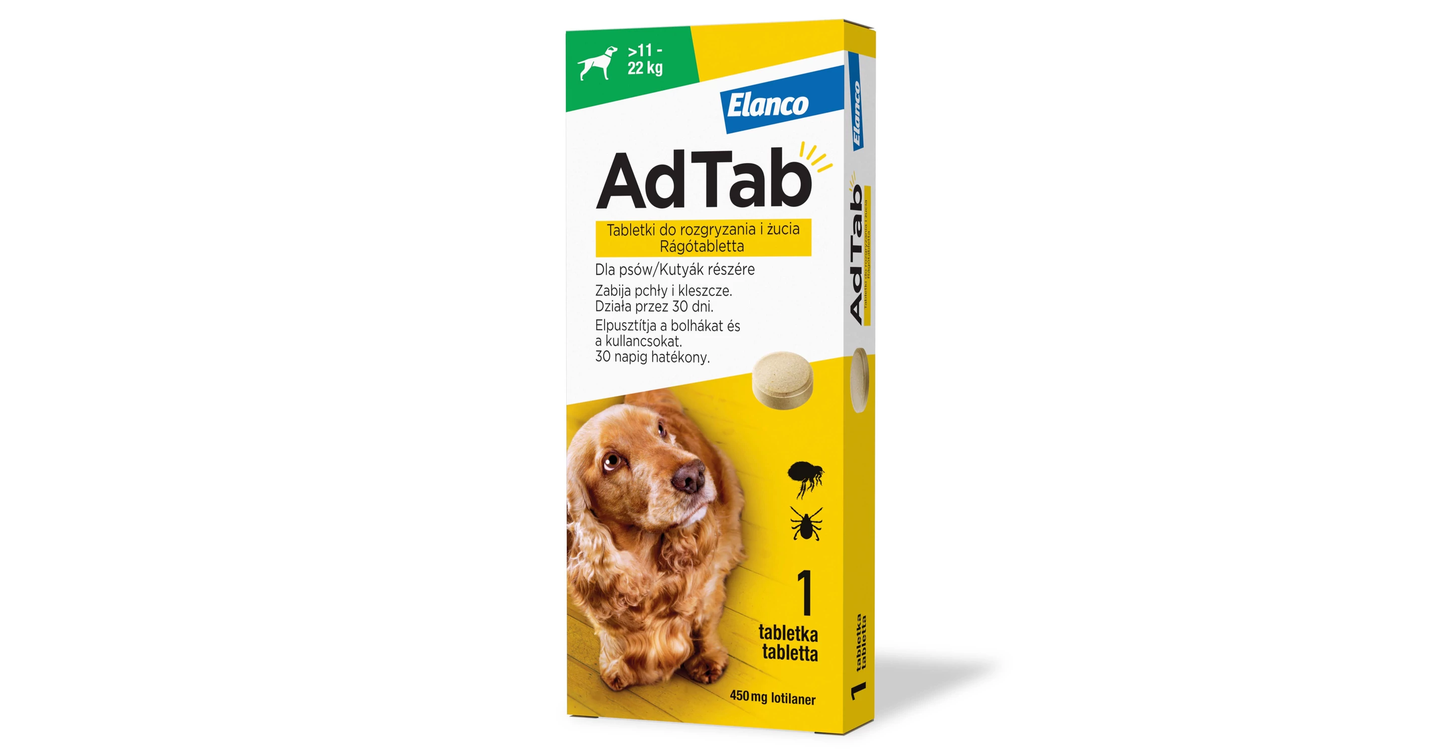 AdTab 450 mg rágótabletta kutyák részére (> 11–22 kg) - Veterinary ...