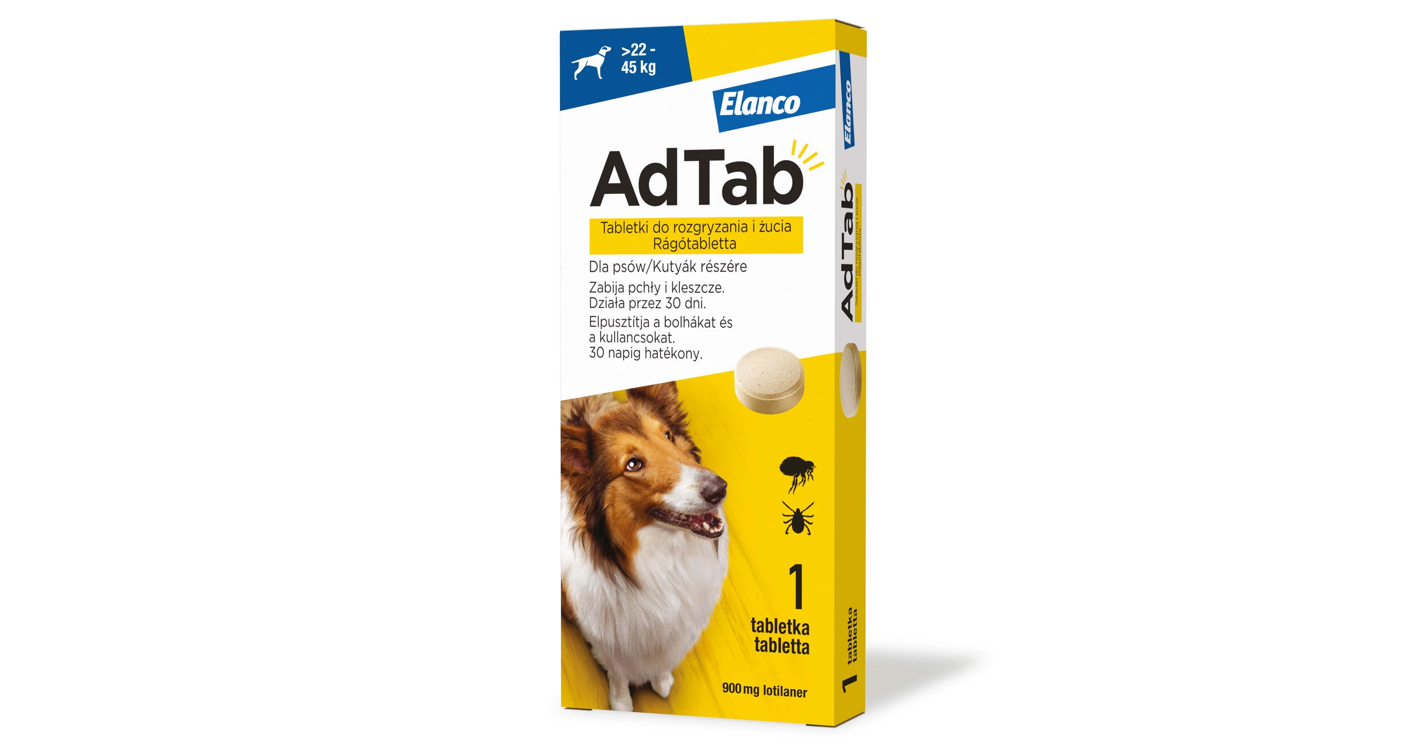 AdTab 900mg rágótabletta óriás testű kutyáknak (>22-45kg ...