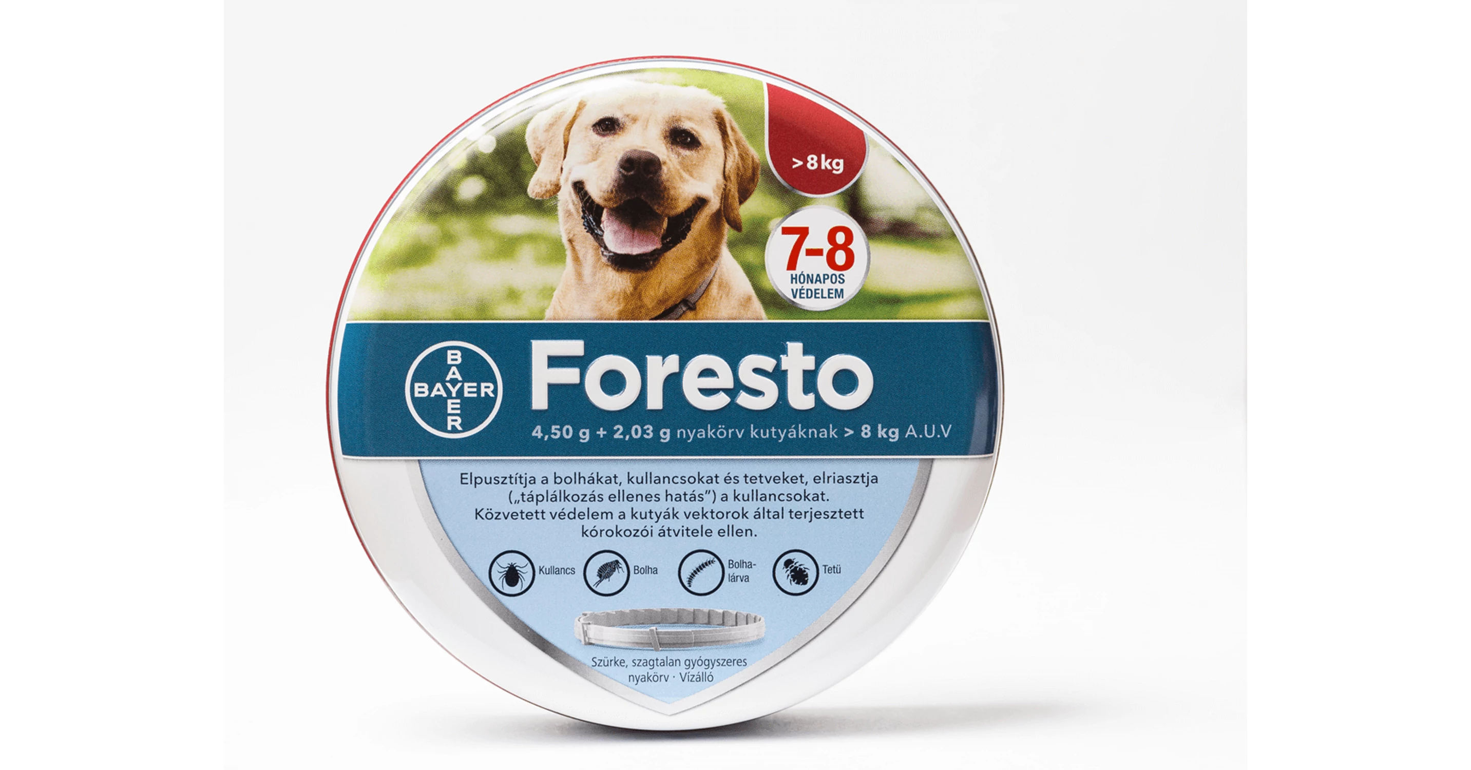 Foresto 4,50 g + 2,03g nyakörv kutyáknak 8 kg-tól A.U.V. (70 cm ...