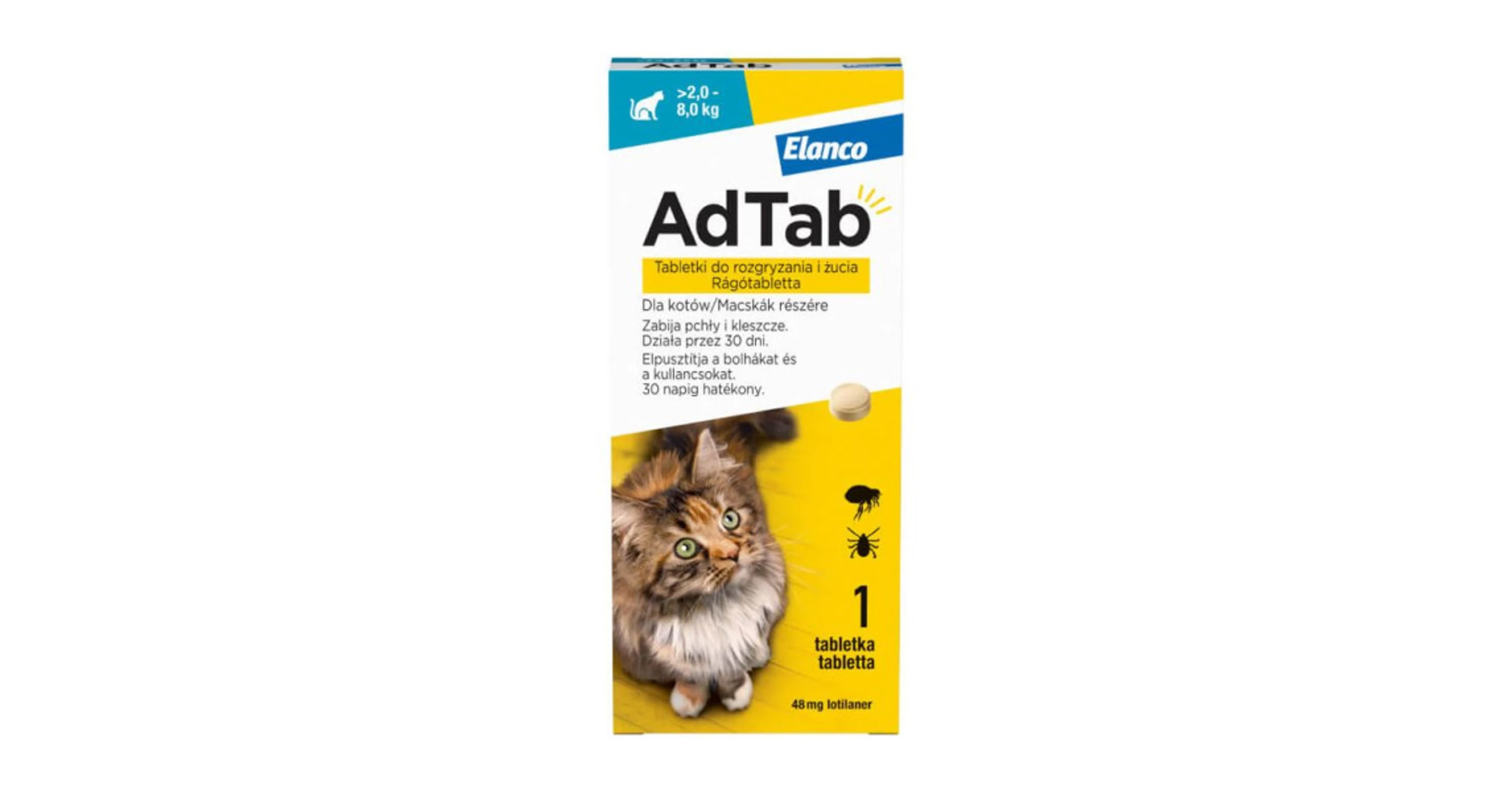 AdTab 48 mg rágótabletta macskák részére (> 2,0–8,0 kg ...