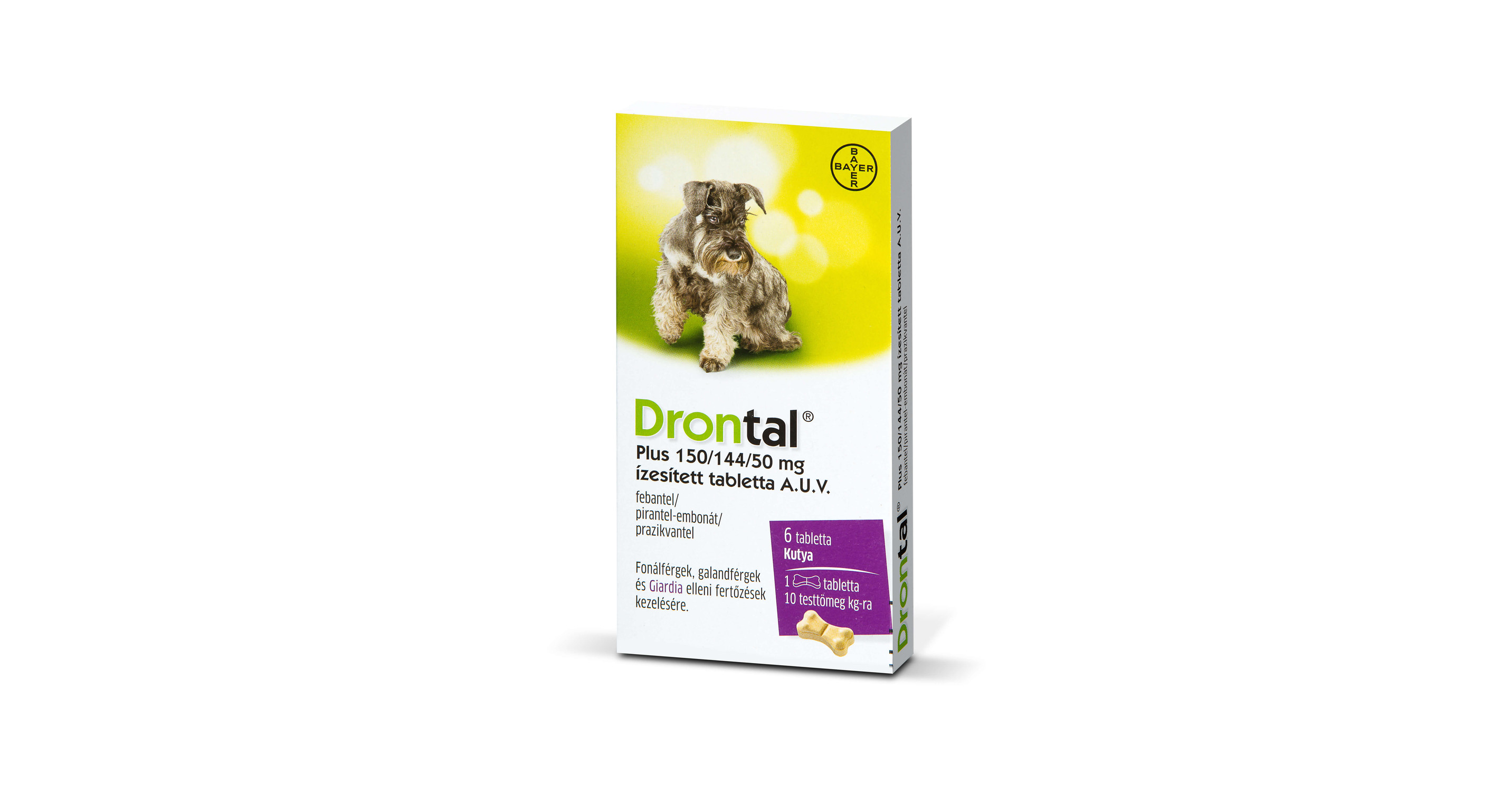 Drontal Plus 150/144/50 mg ízesített tabletta A.U.V. (6 tabletta ...