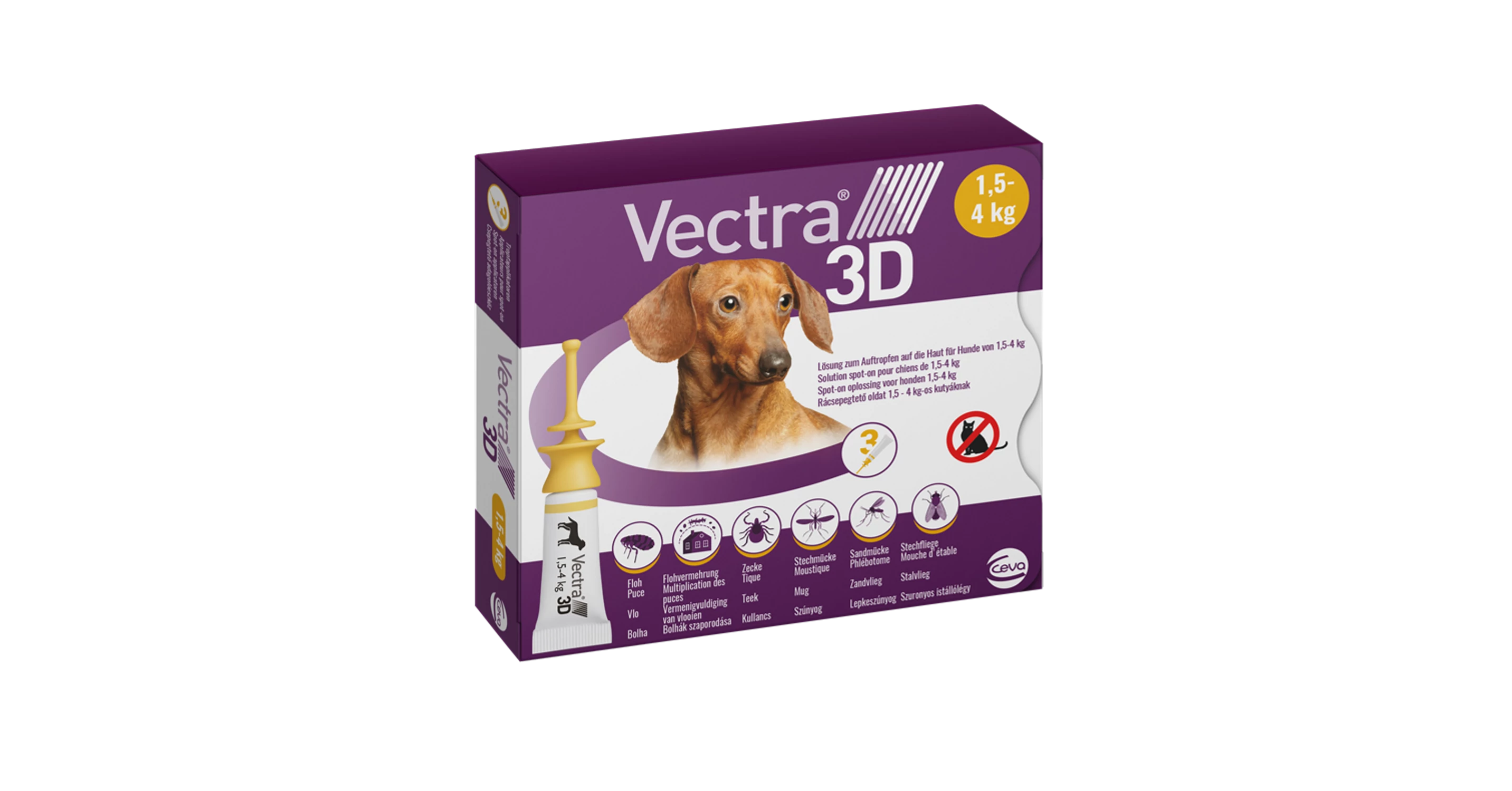 Vectra 3D XS Spot-On - rácsepegtető oldat 1,5 - 4 kg-os kutyáknak (3x0 ...